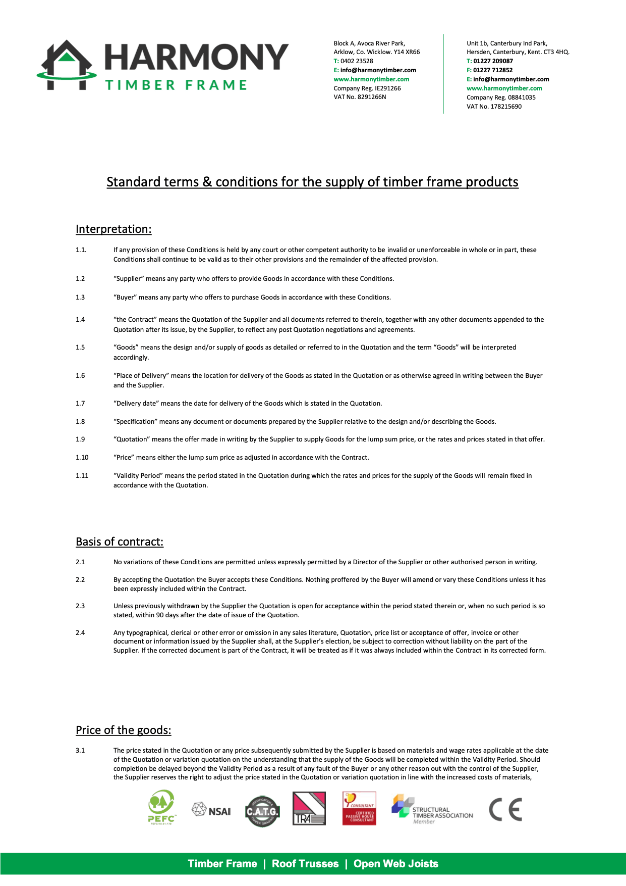 Downloads and Compliance - Harmony Timber