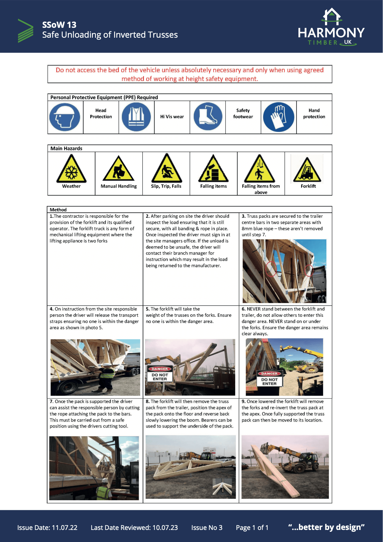 SSoW13 - Safe Unloading of Inverted Trusses - Harmony Timber